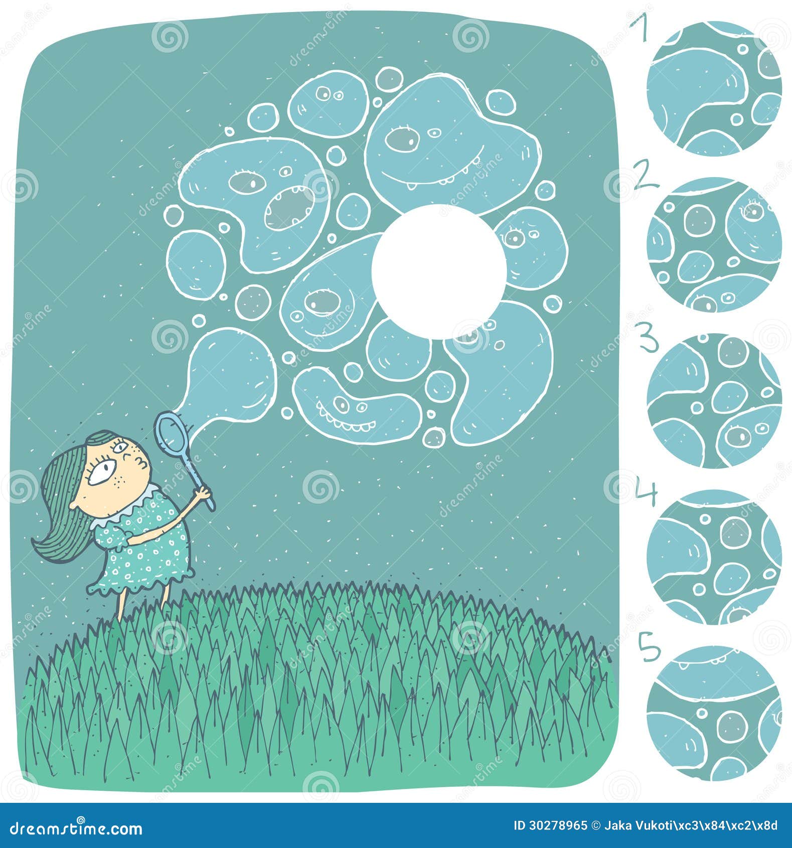 Girl with Soap Bubbles Visual Game Stock Vector - Illustration of ...