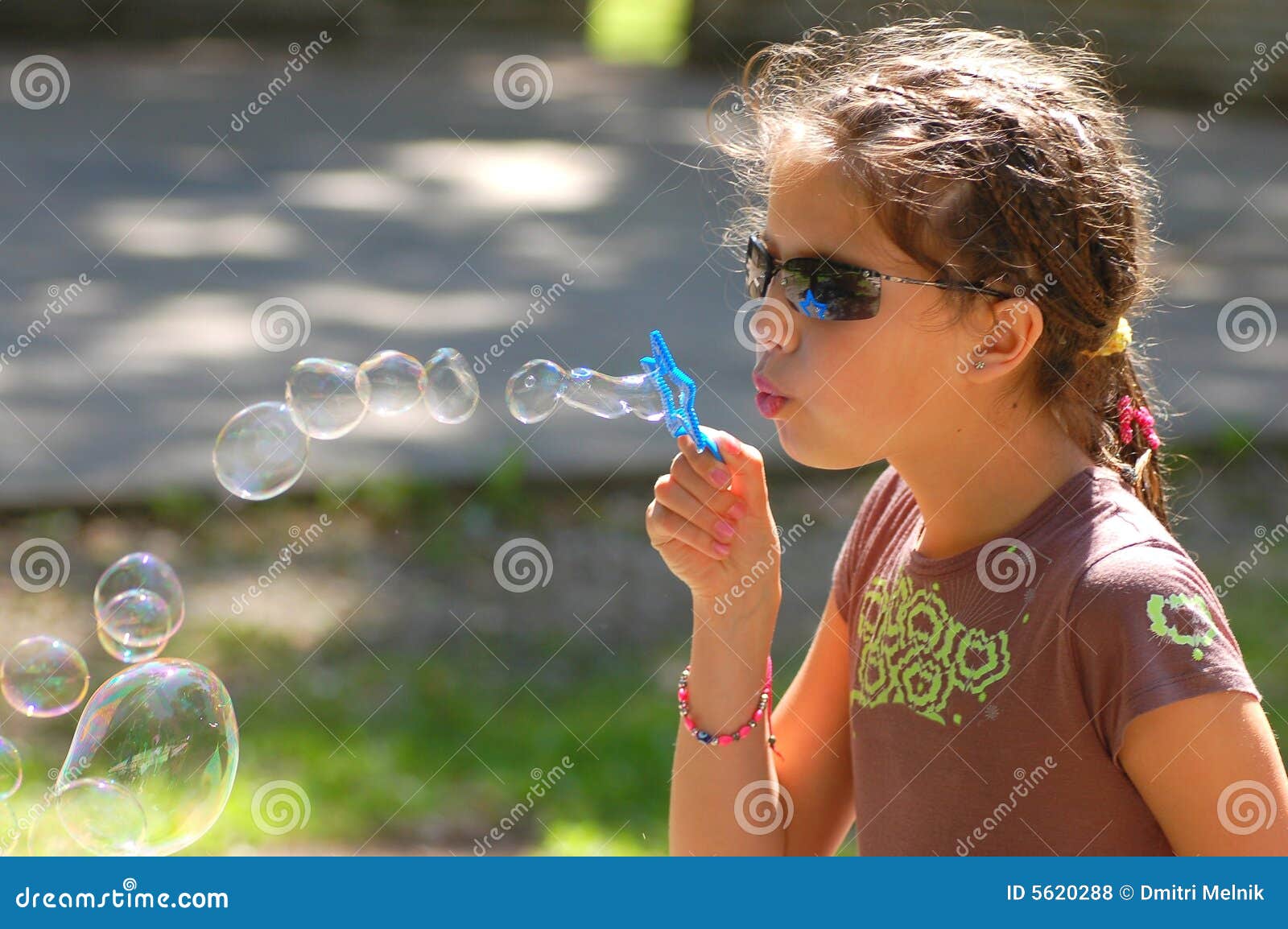 Girl with soapy bubbles stock photo. Image of pigtail - 5620288