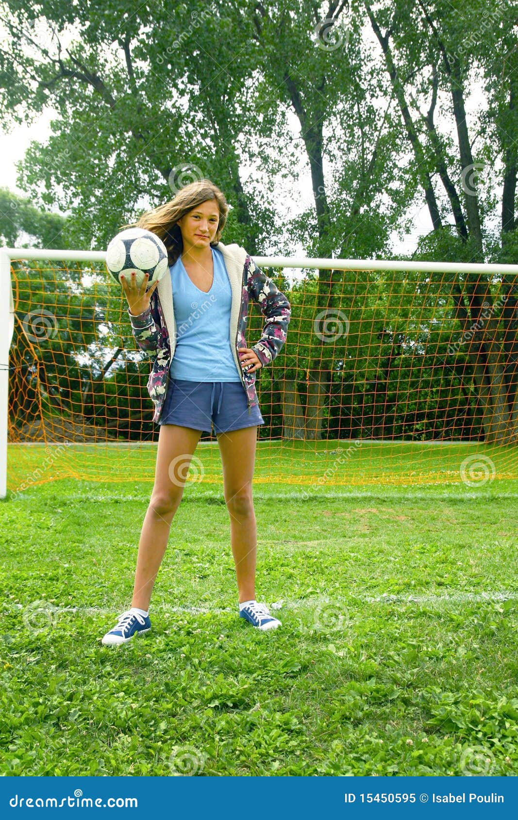 Girl with soccer ball stock image. Image of adolescence - 15450595