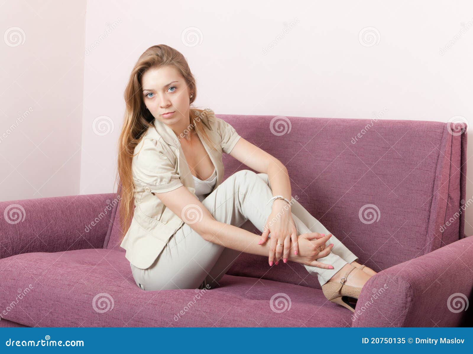 Girl on a sofa stock image. Image of beauty, females - 20750135