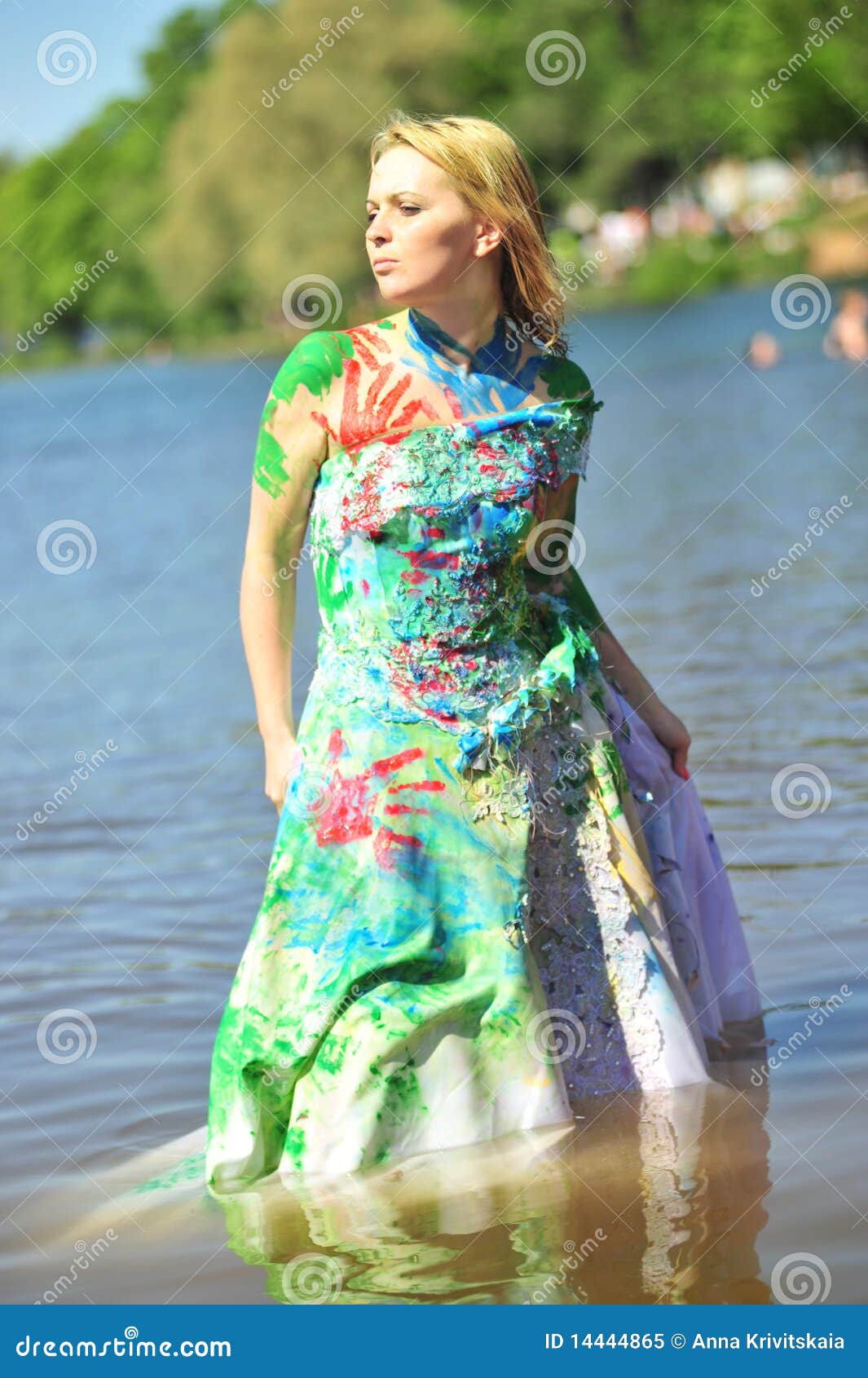 The girl soiled by a paint stock image. Image of marriage - 14444865