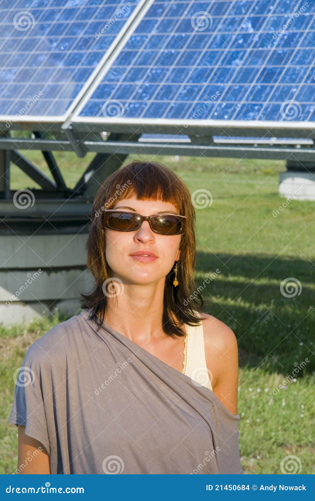 Girl by the solar cells stock photo. Image of saucy, hair - 21450684