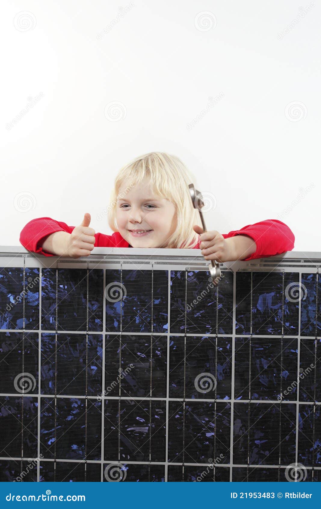 Girl with solar panel stock image. Image of environmant - 21953483