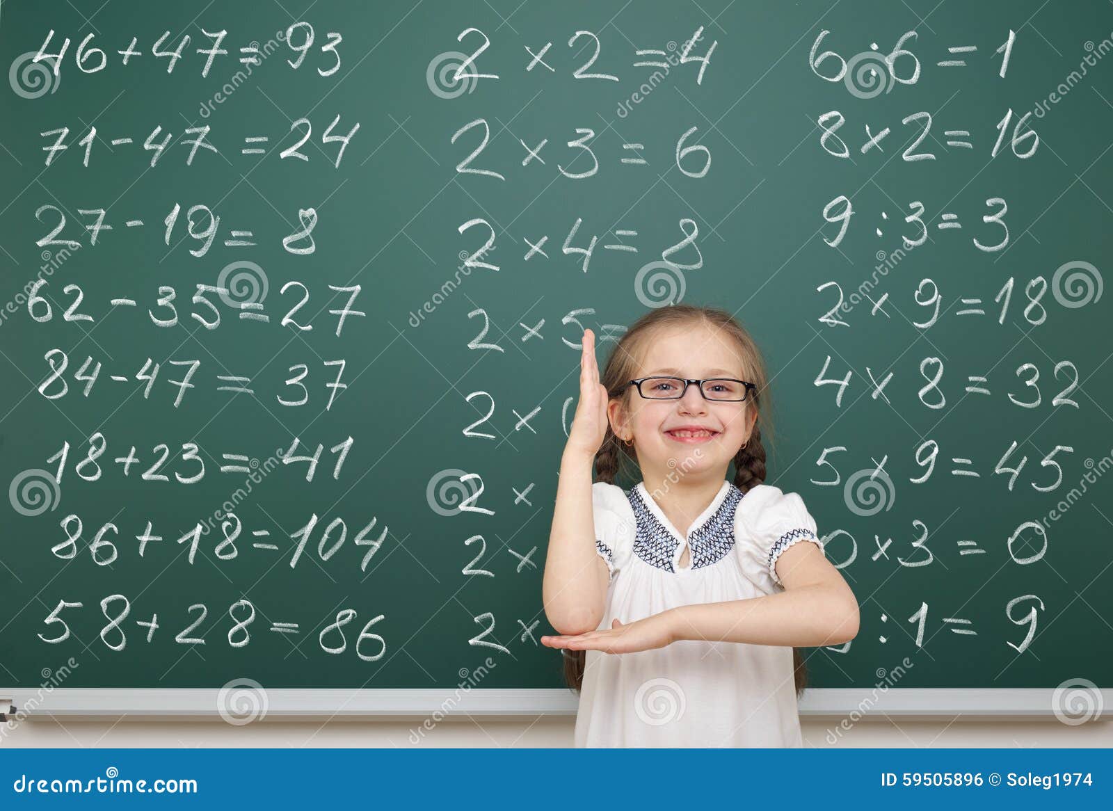 Girl Solve Math on School Board Stock Photo - Image of exercise, number ...