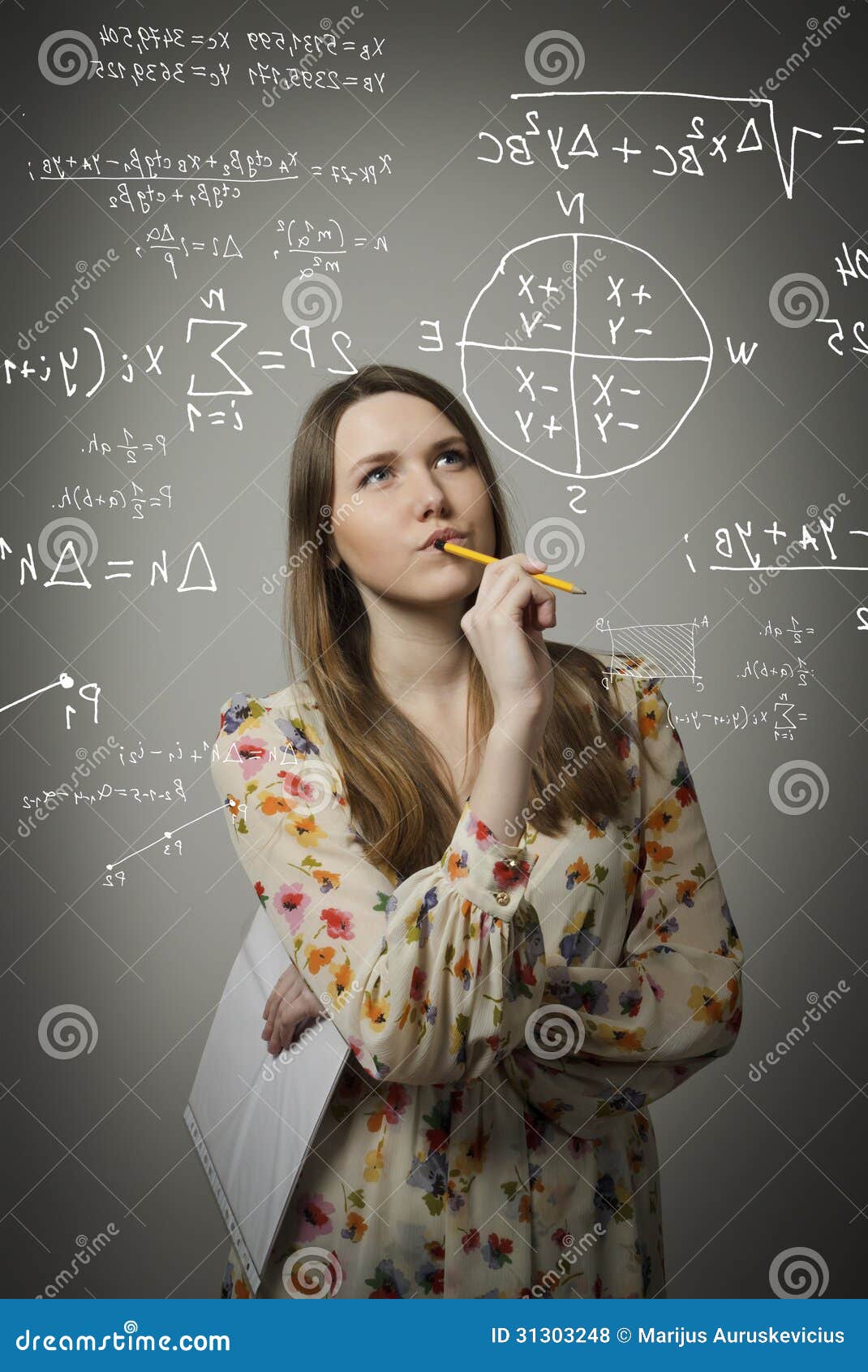 Girl Solving Equation Stock Photo | CartoonDealer.com #31303248