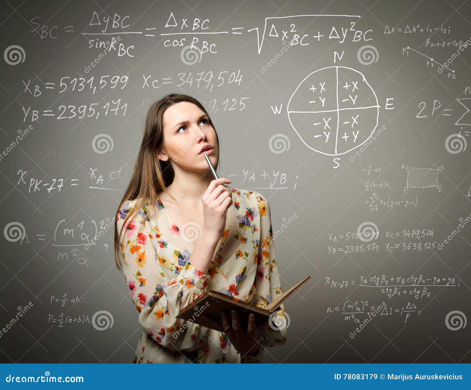 Girl solving equation stock image. Image of exercise - 78083179