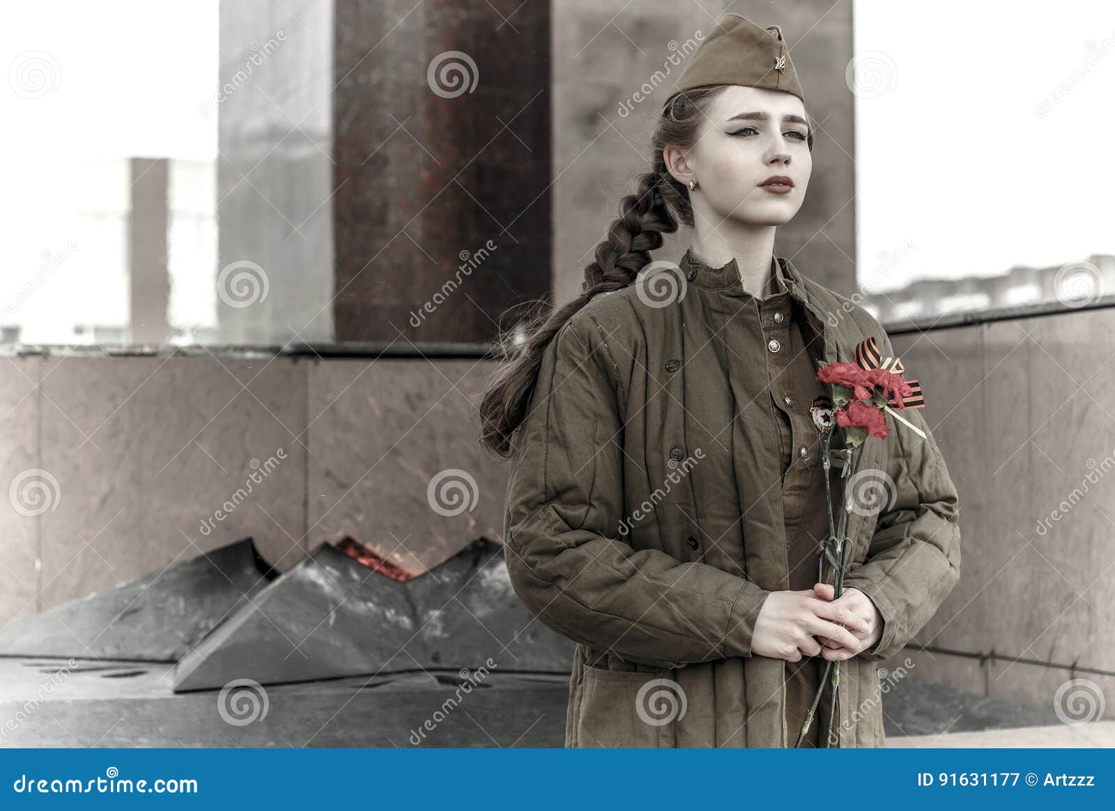 Girl in a Soviet Military Uniform Stock Image - Image of beautiful ...