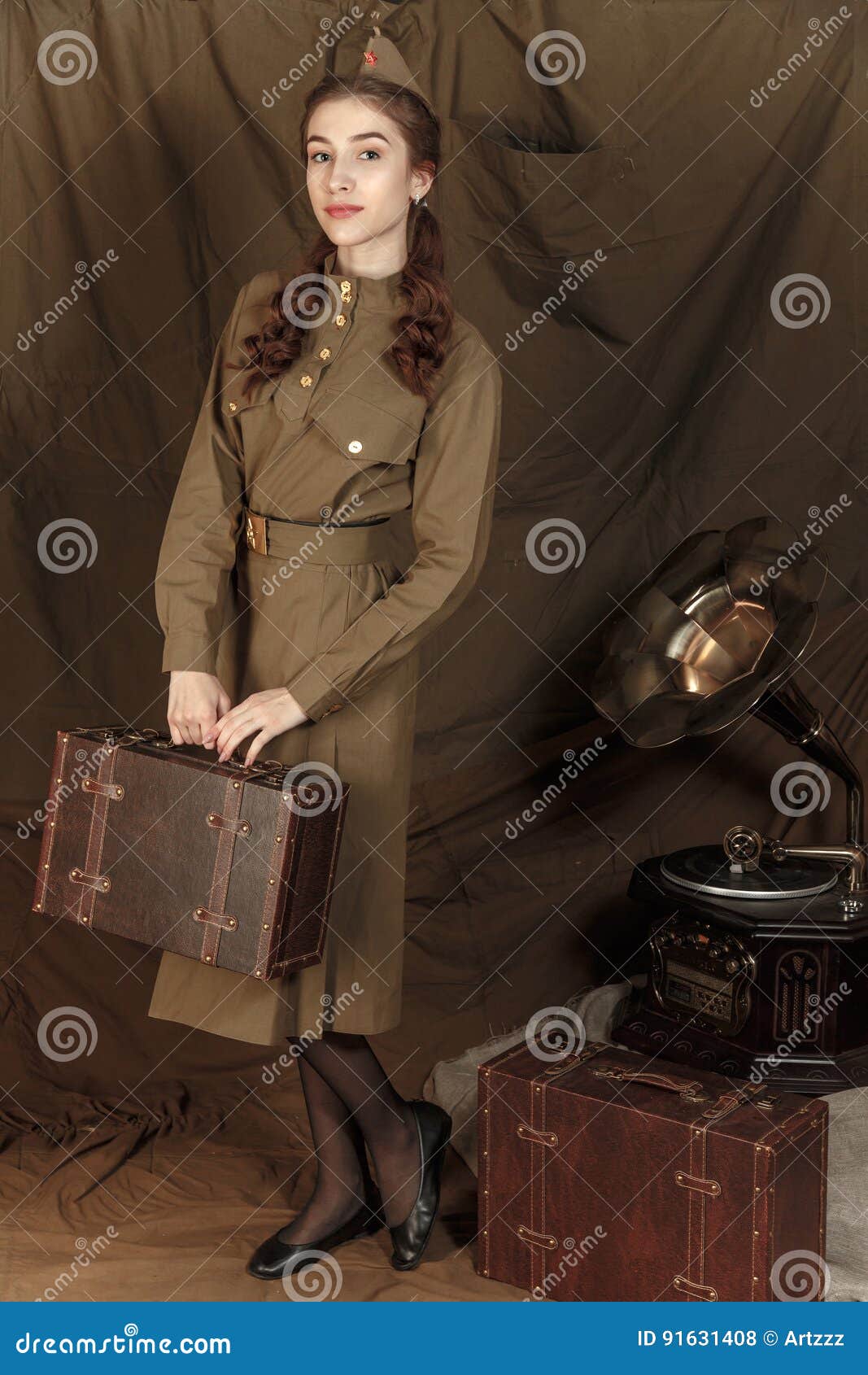 Girl in a Soviet Military Uniform Stock Photo - Image of camouflage ...