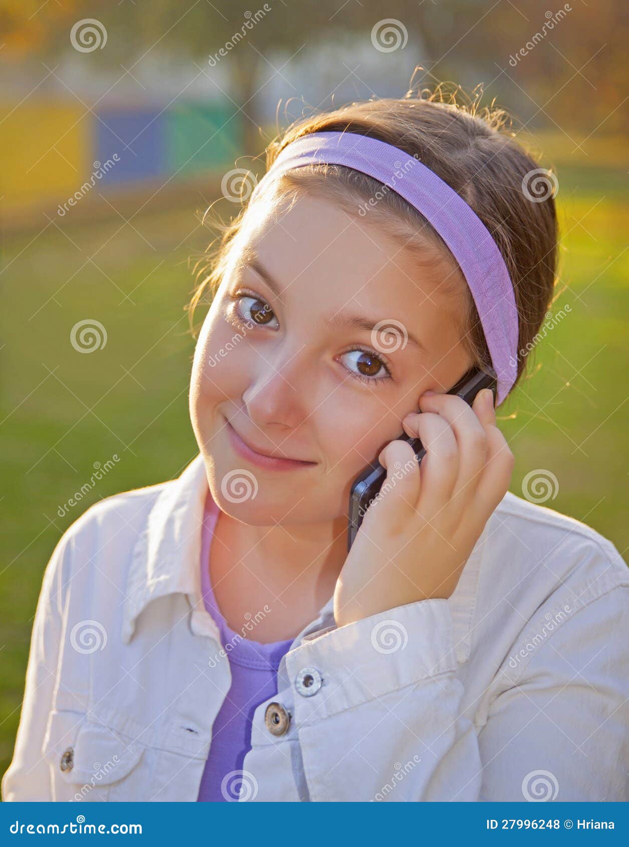 Girl Speaking on Cell Phone Stock Photo - Image of connection, nature ...