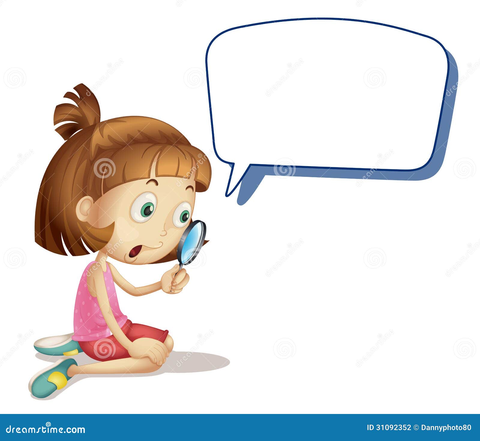 Girl Speaking and Watching through Lense Stock Vector - Illustration of ...