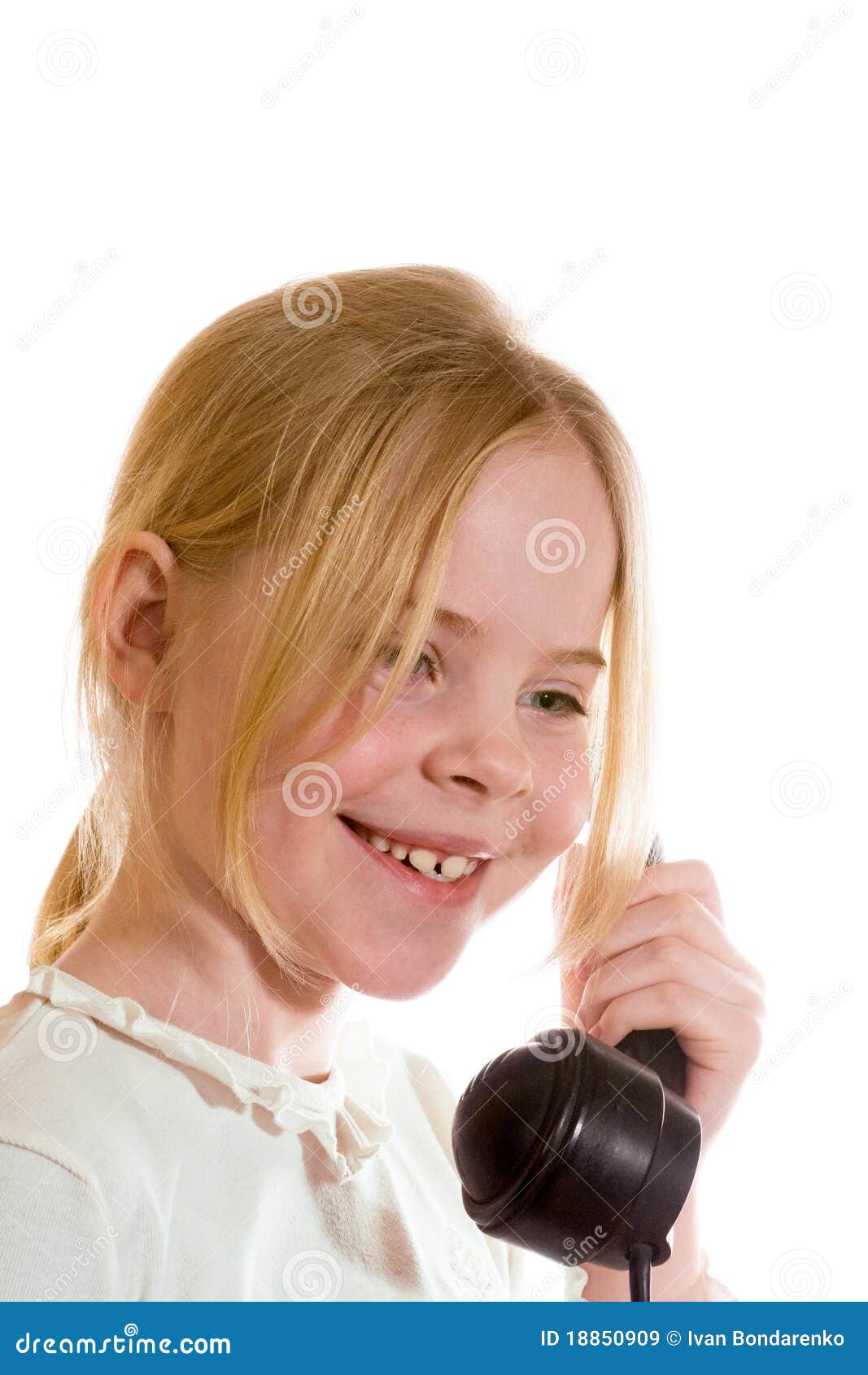 Girl Speaks on the Old Telephone Stock Image - Image of family, girl ...