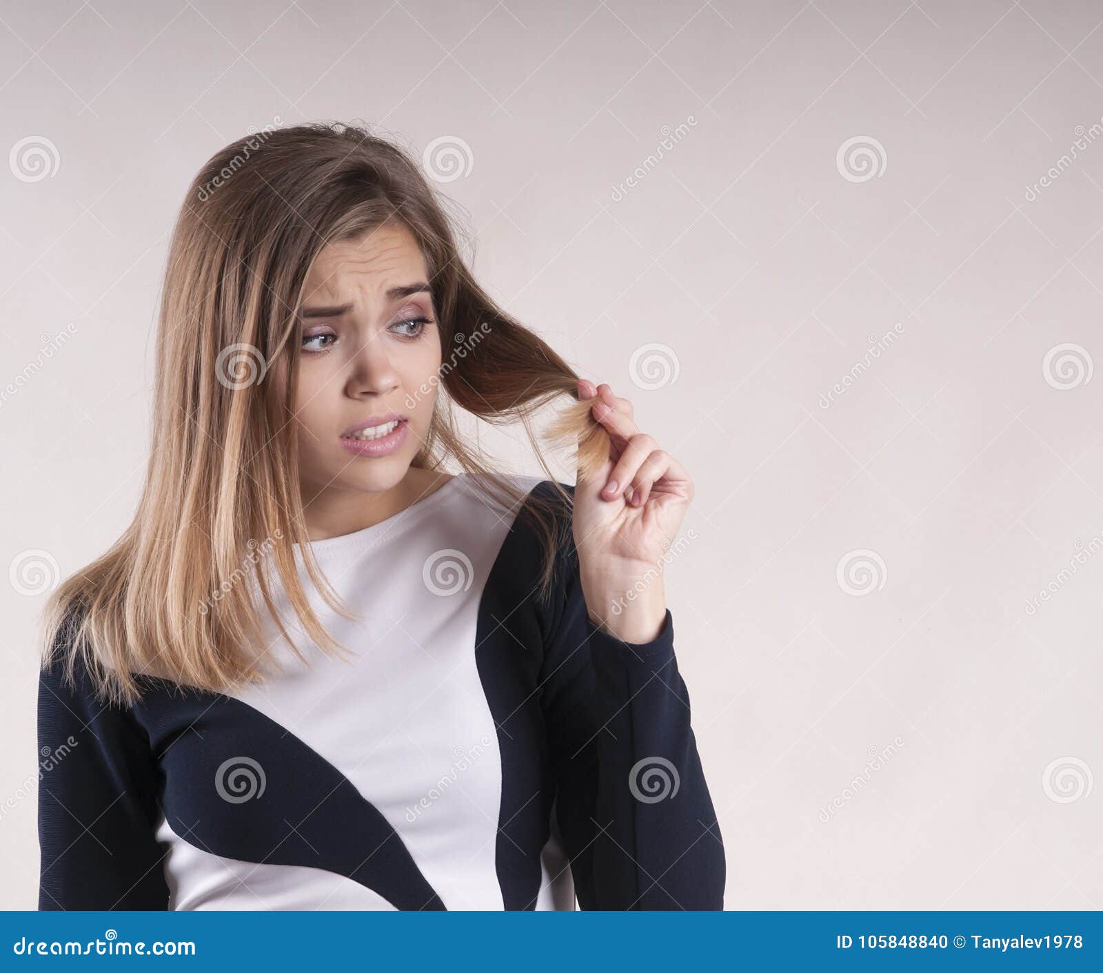 Girl With Split Hair Problem Perplexity Stock Image | CartoonDealer.com ...