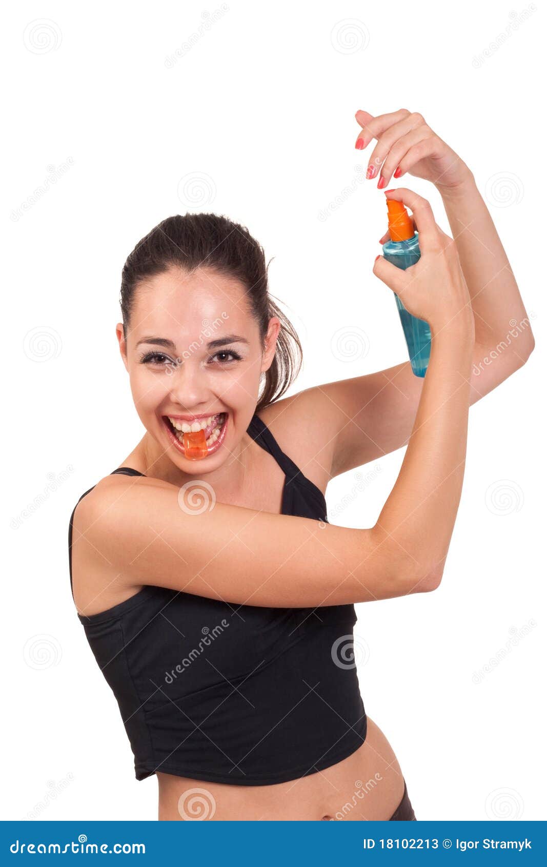 Girl with spray stock image. Image of healthy, active - 18102213