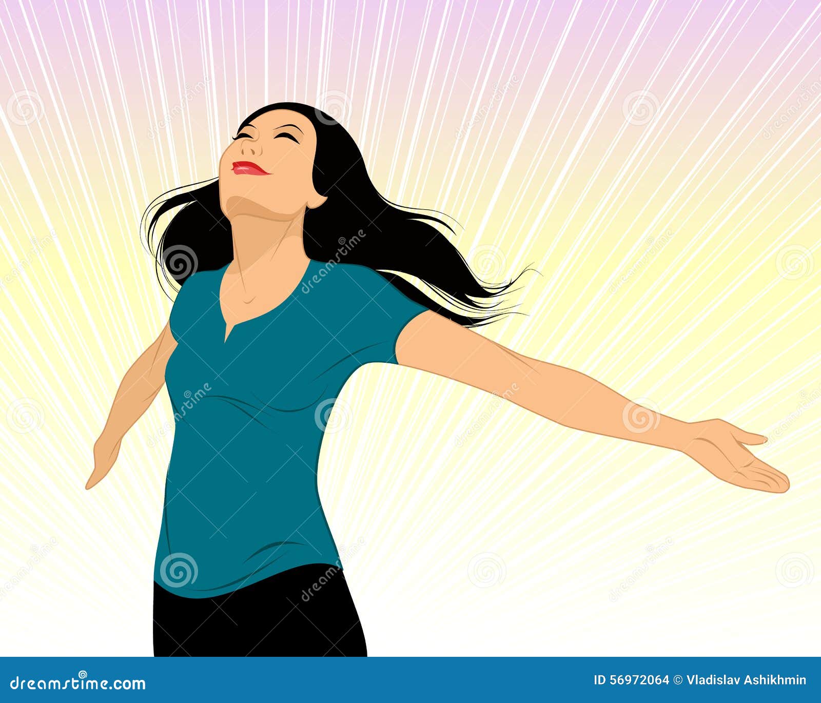 Girl spread her arms stock vector. Illustration of hair - 56972064