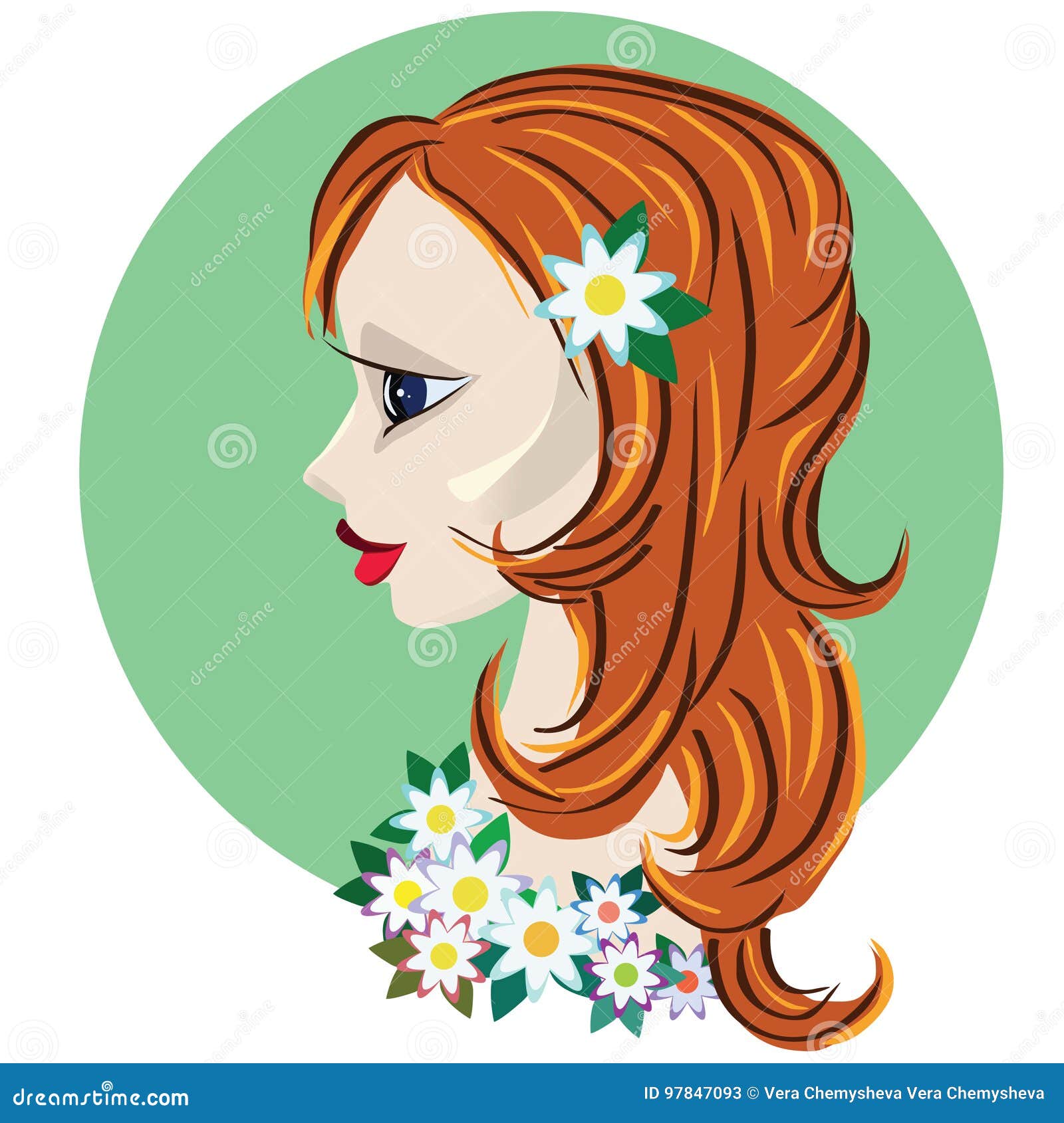 Girl spring stock vector. Illustration of vector, group - 97847093