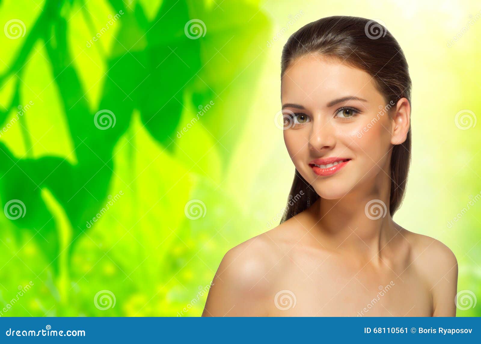 Girl on Spring Floral Background Stock Image - Image of european, care ...