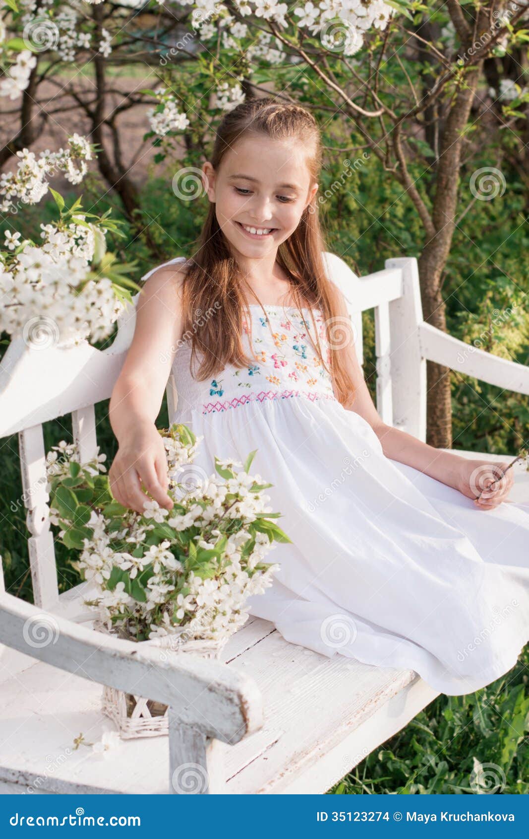 Girl with spring flower stock photo. Image of smiling - 35123274