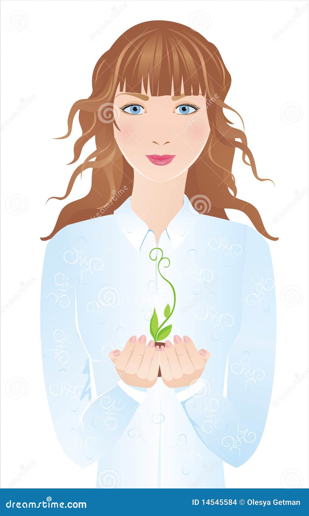 Girl with sprout stock vector. Illustration of female - 14545584