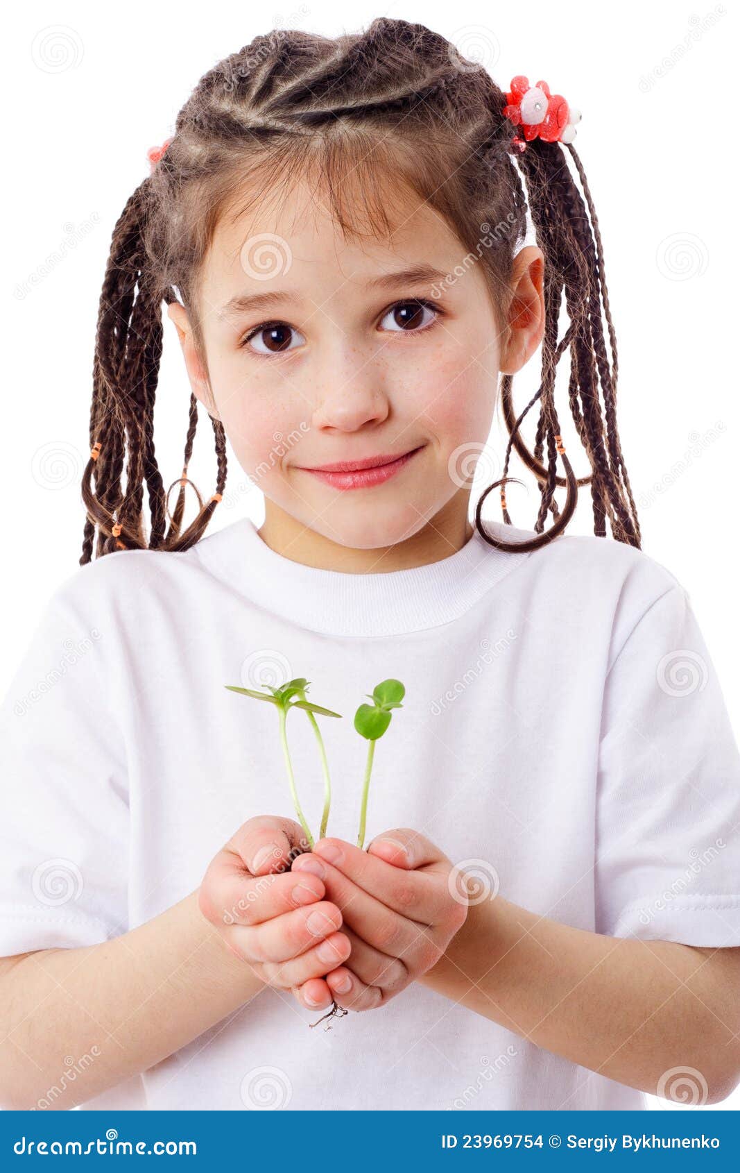 Girl with sprouts in hands stock photo. Image of grow - 23969754