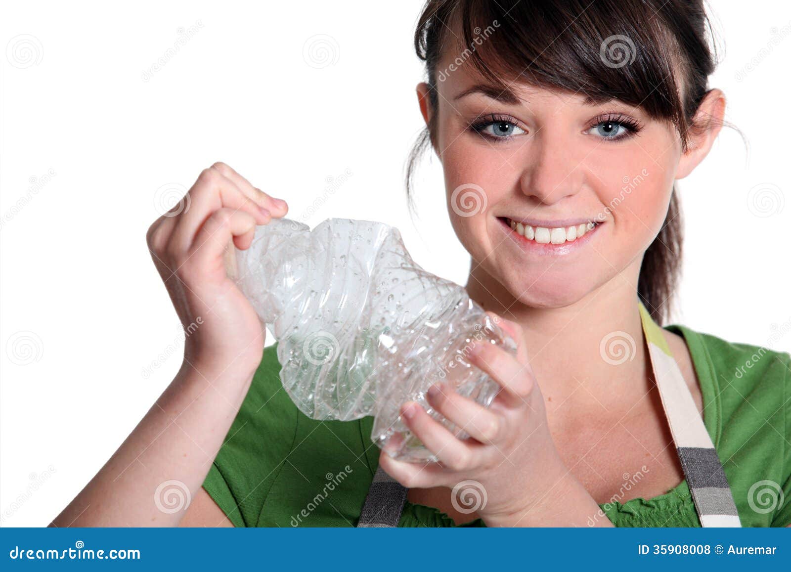 Girl Squashing Plastic Bottle Stock Photo - Image of concept, plastic ...
