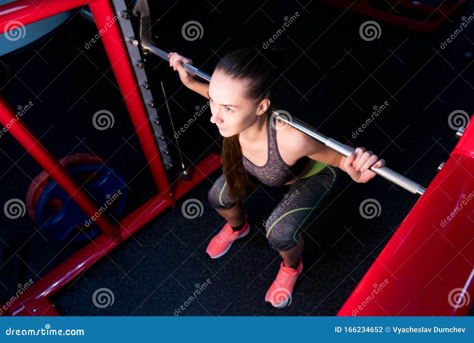 Girl and Squat Machine in the Gym Stock Photo - Image of fitness ...