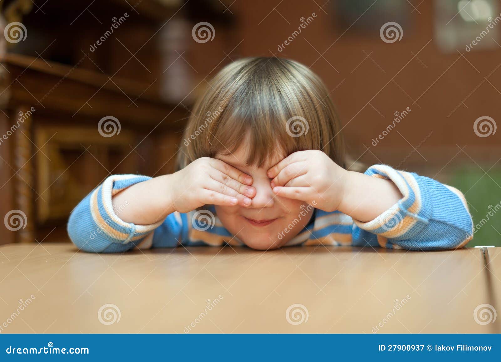 The Girl Squeezed Her Eyes Shut Stock Image - Image of happy, play ...