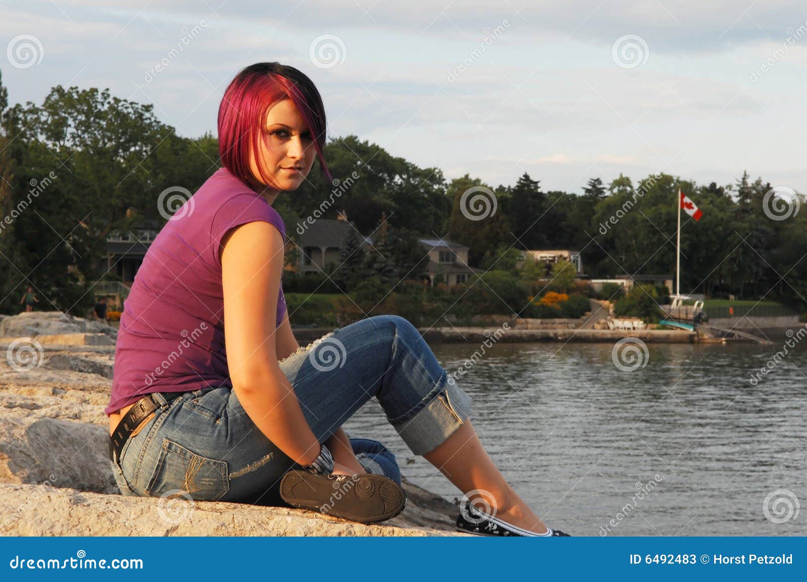Girl Ssitting On Lakeshore. Picture Image: 6492483