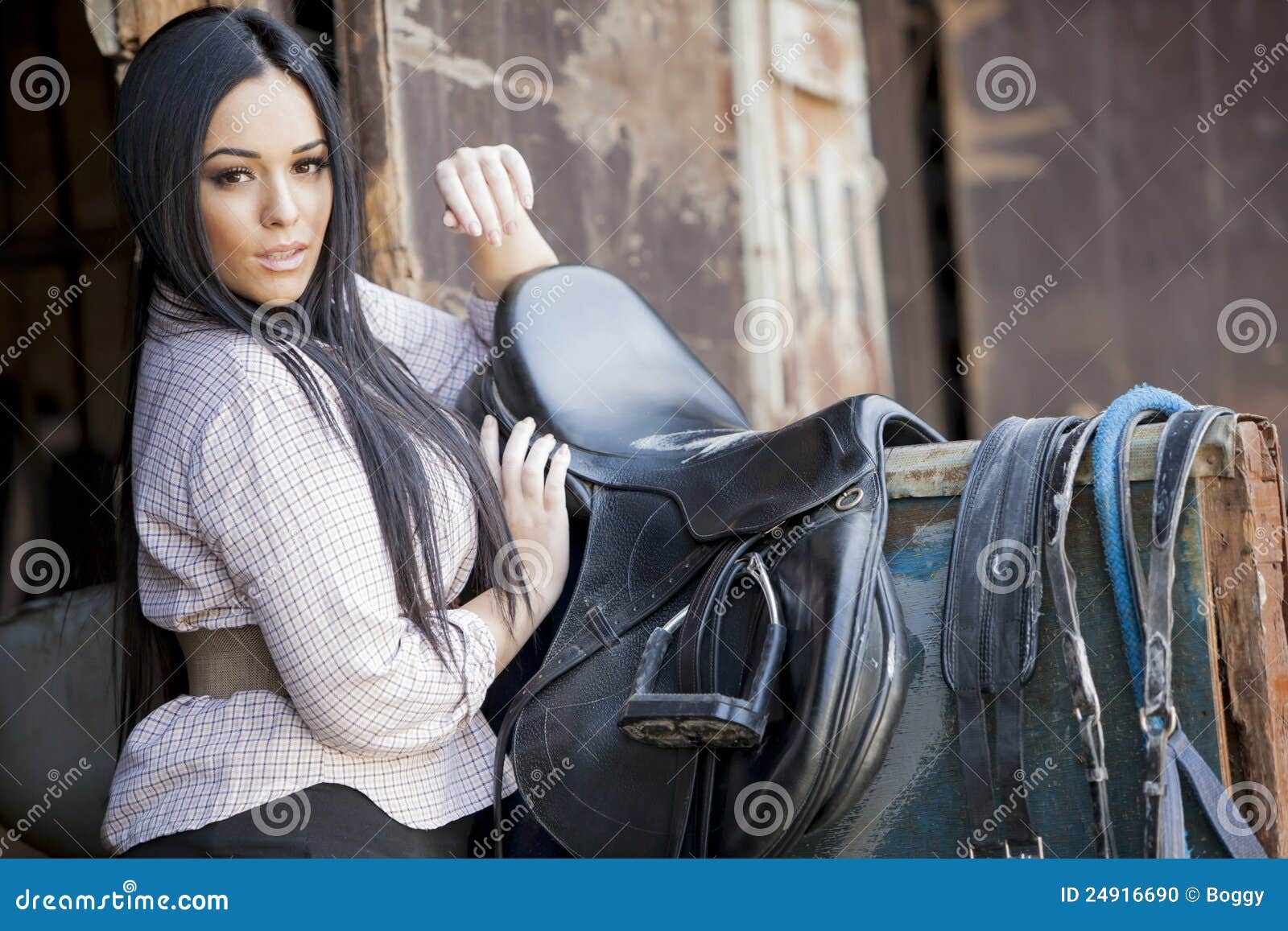Girl in the stable stock photo. Image of love, horse - 24916690