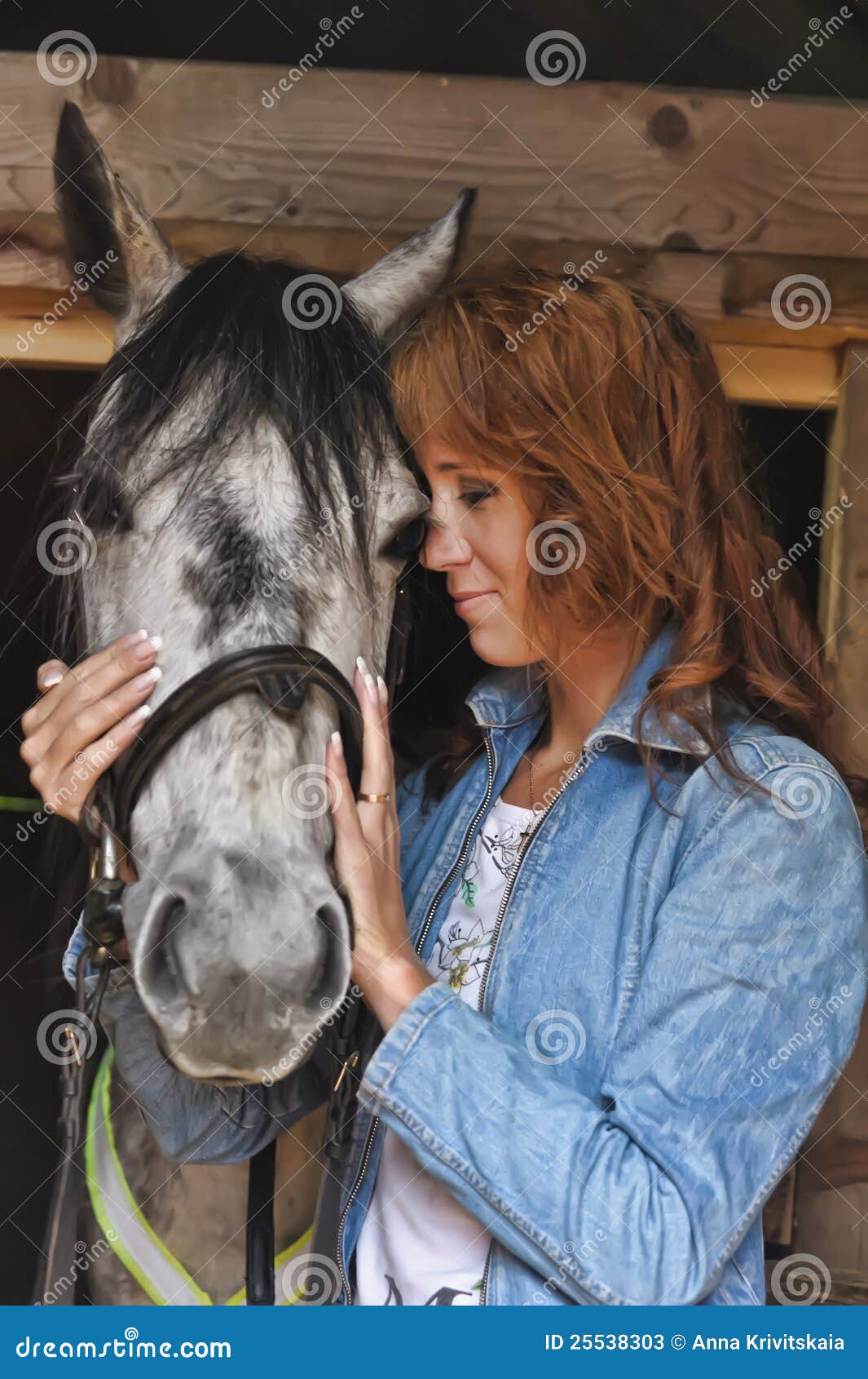 Girl in the stables stock image. Image of bridle, attractive - 25538303