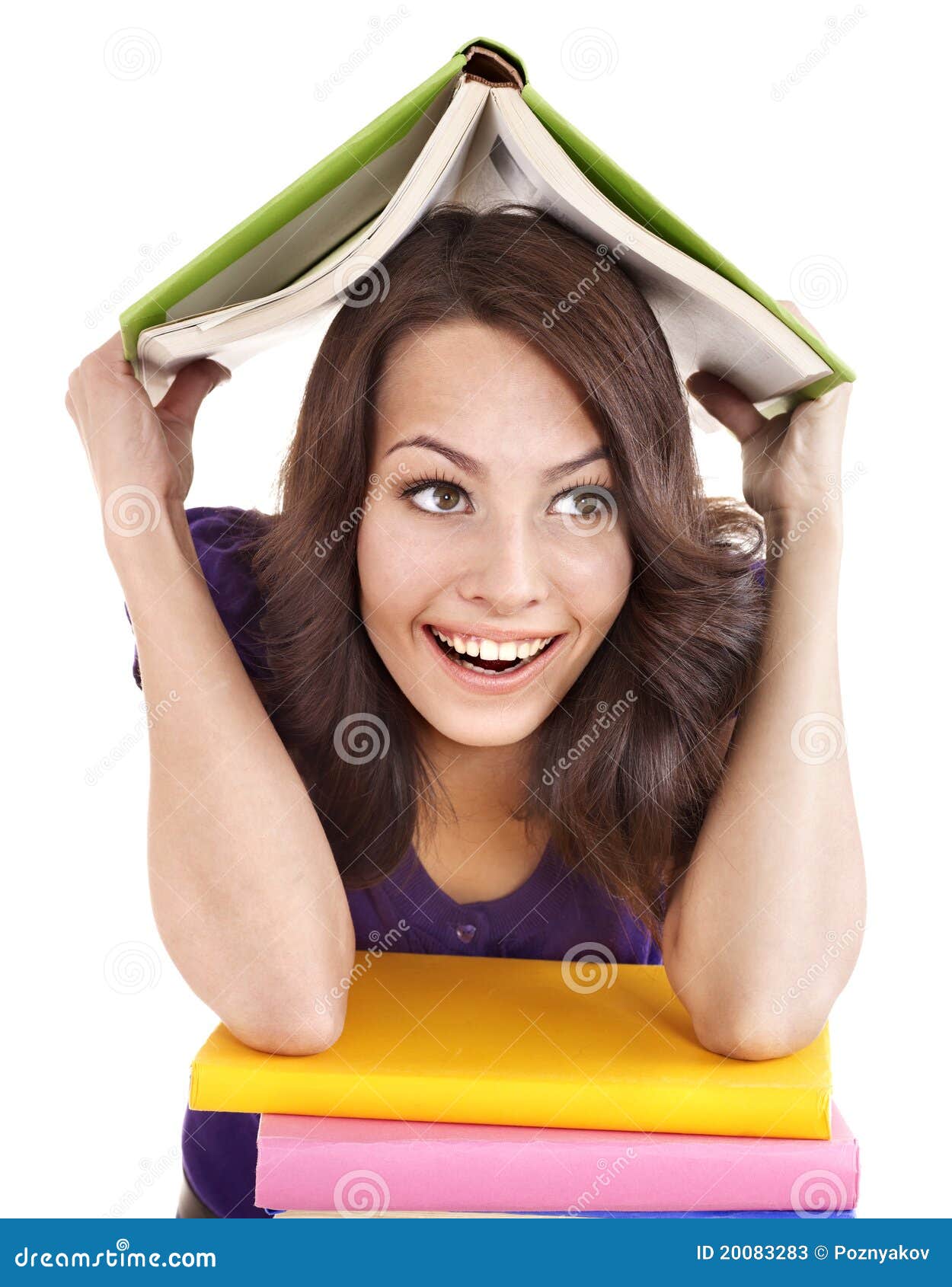 Girl with Stack Color Book . Stock Image - Image of cute, pile: 20083283