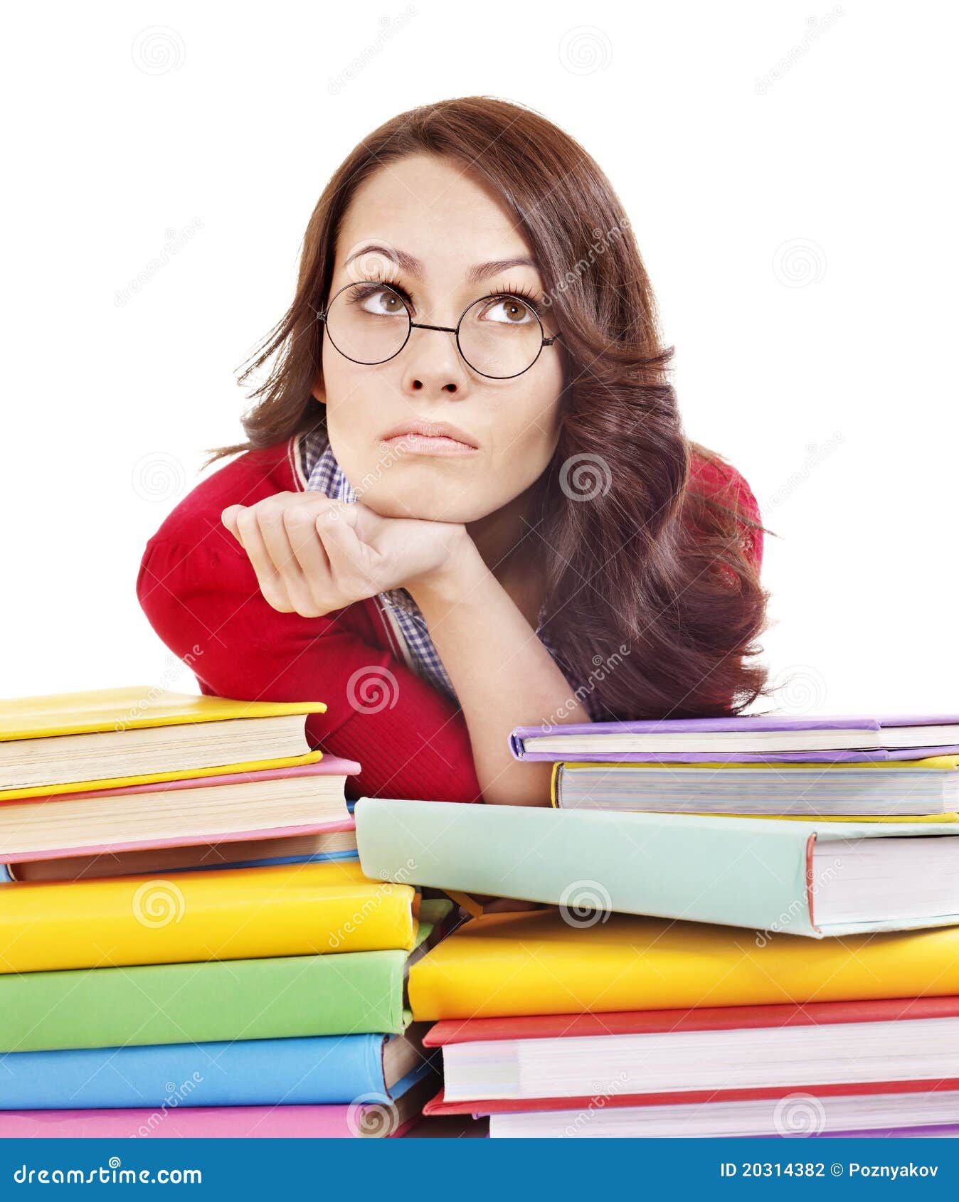 Girl with Stack Color Book . Stock Photo - Image of literature ...