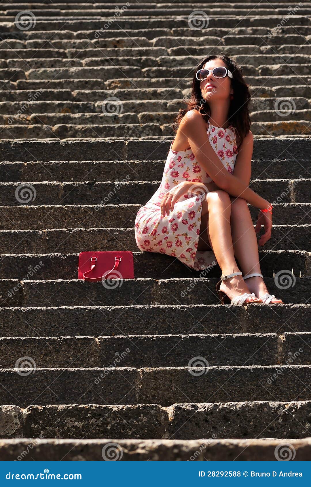 Girl on the Stairs Vintage Style Stock Photo - Image of person ...