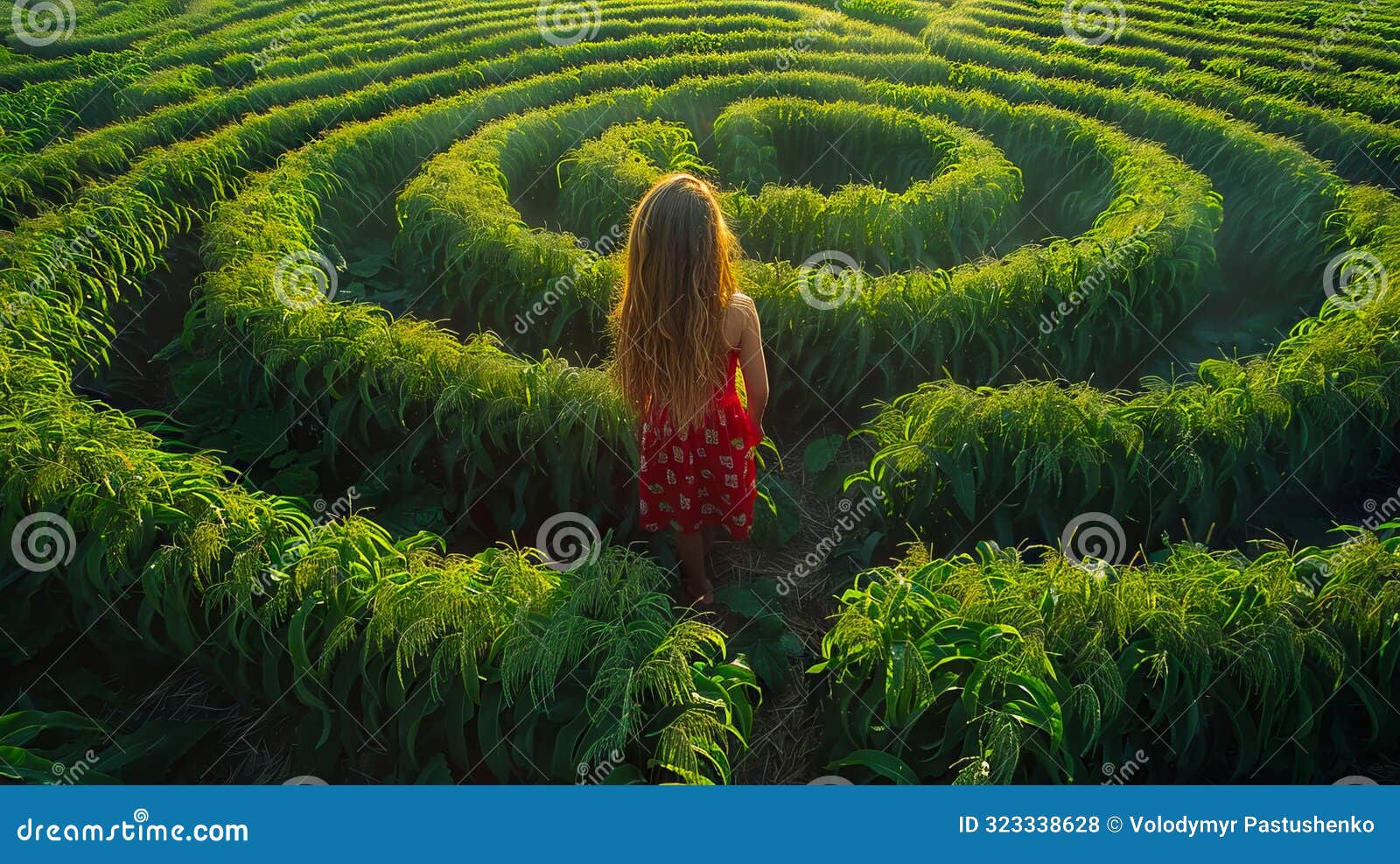 A Girl Standing in a Corn Maze Stock Photo - Image of stand, outdoor ...