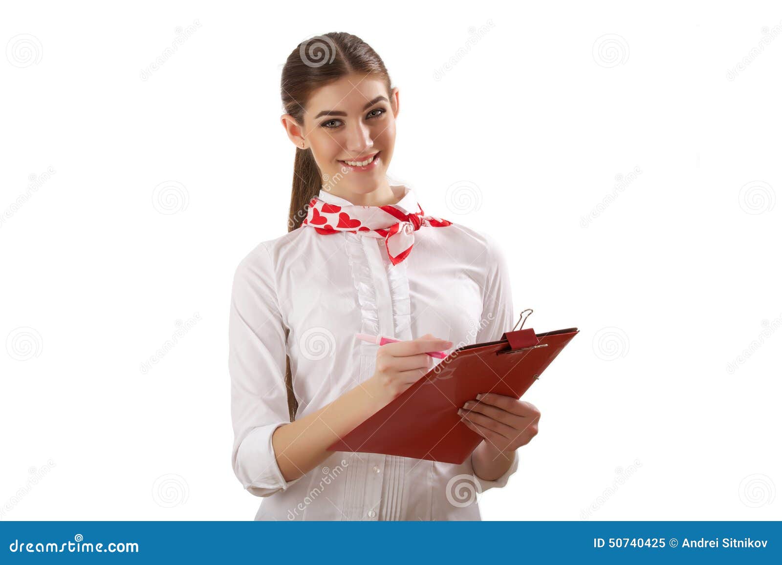 Girl standing with folder stock image. Image of manager - 50740425
