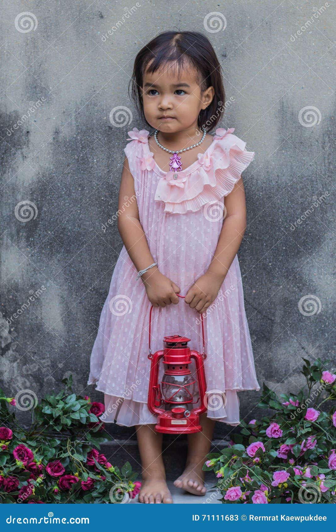 Girl standing lamps stock image. Image of lady, floral - 71111683