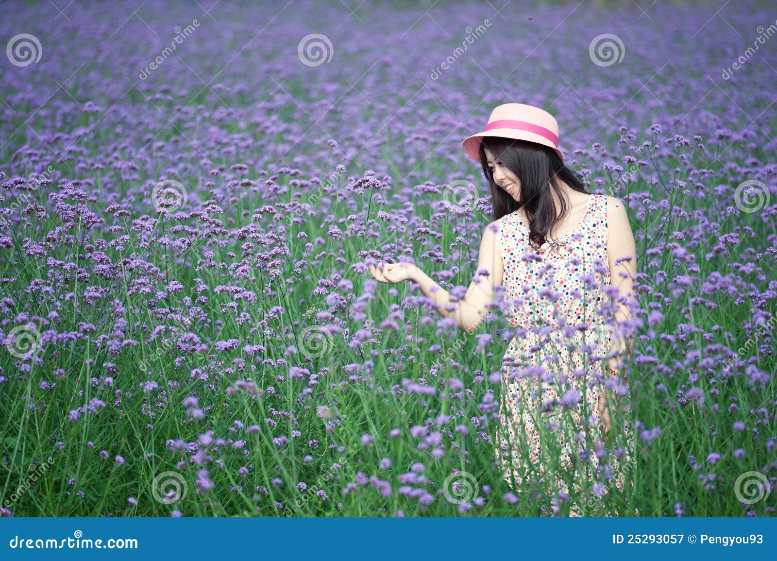 Girl Standing on the Lavender in the Smile Stock Image - Image of ...