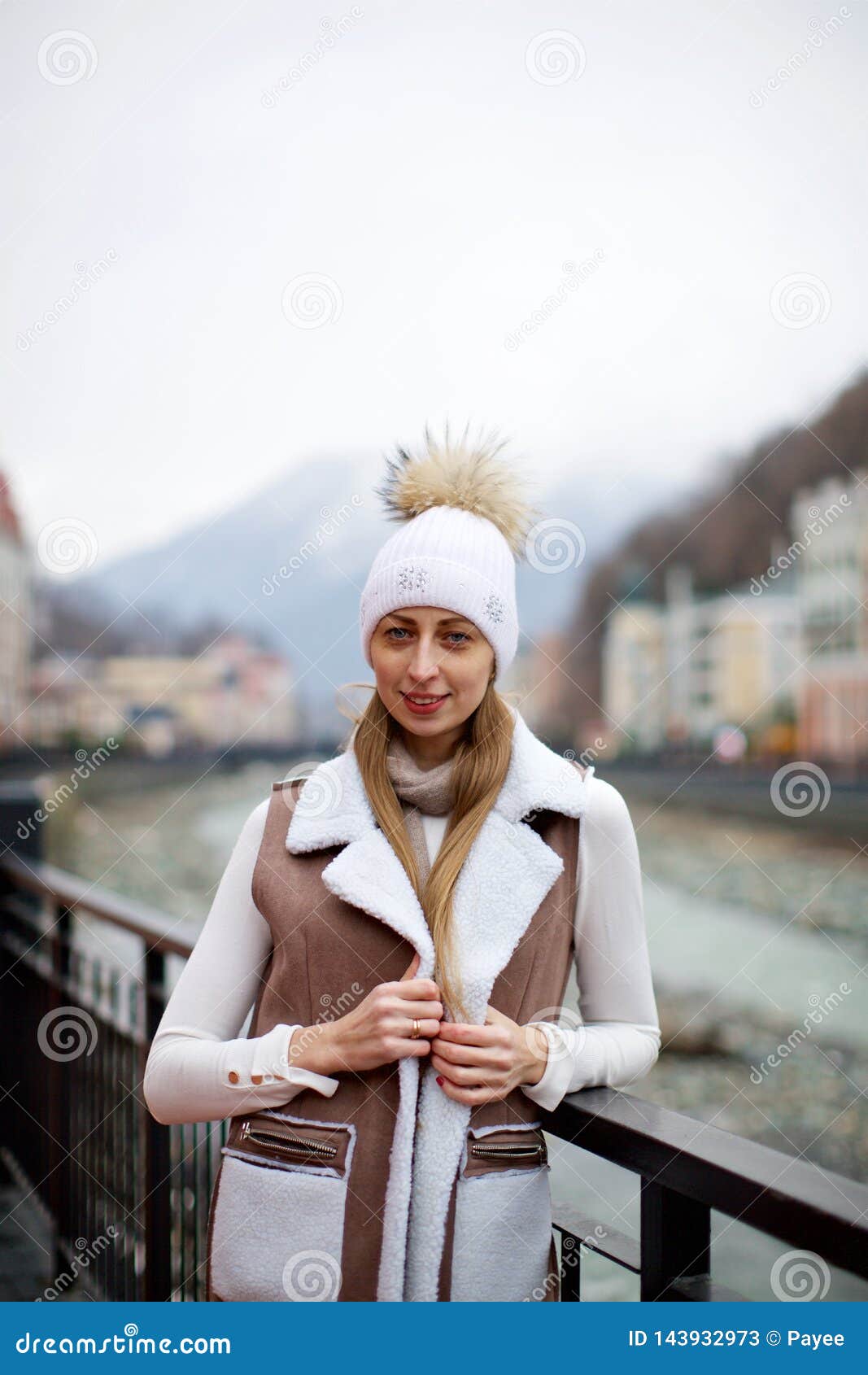 Girl Standing Near a Railing Stock Image - Image of outdoors, woman ...