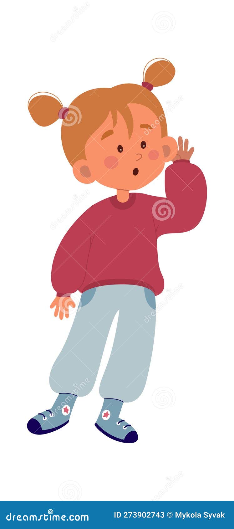 Girl Standing and Overhearing Stock Vector - Illustration of speak ...