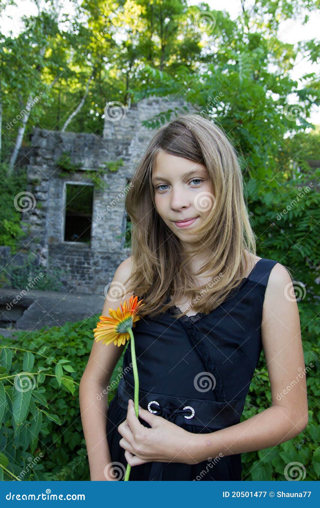 Girl Standing in Stone Ruins Stock Image - Image of face, healthy: 20501477
