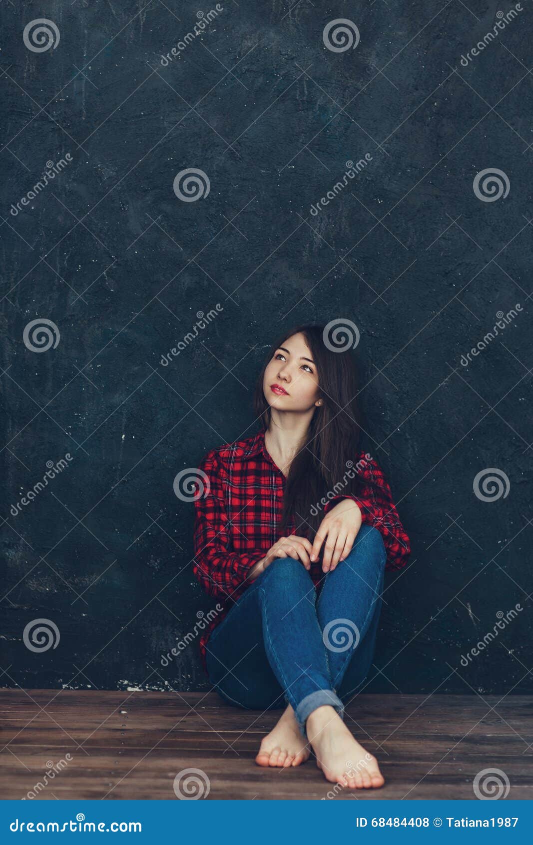 Girl Stands Near the Wall in the Studio Stock Photo - Image of hair ...