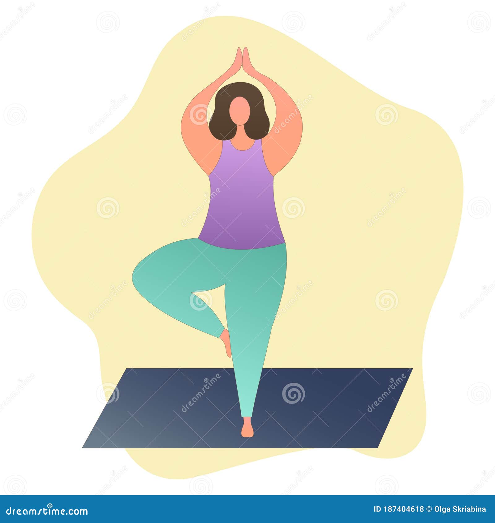 Girl in a tree pose stock vector. Illustration of happy - 187404618