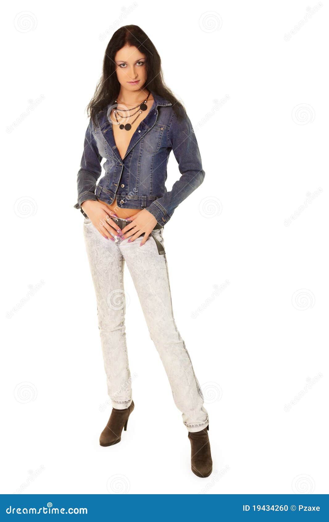 Girl stands on a white stock photo. Image of beautiful - 19434260