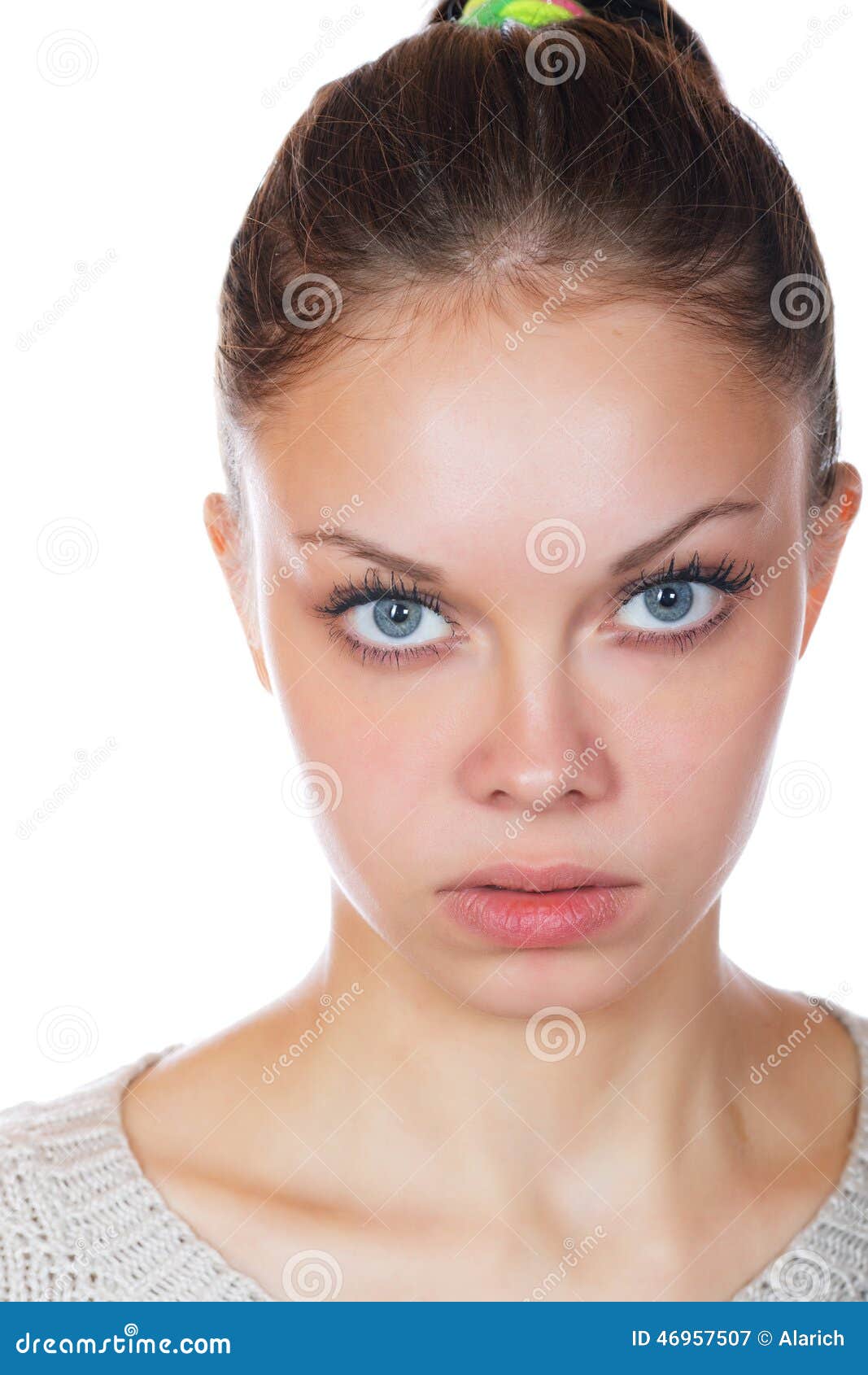 The Girl with a Stare on a White Stock Image - Image of eyelash ...