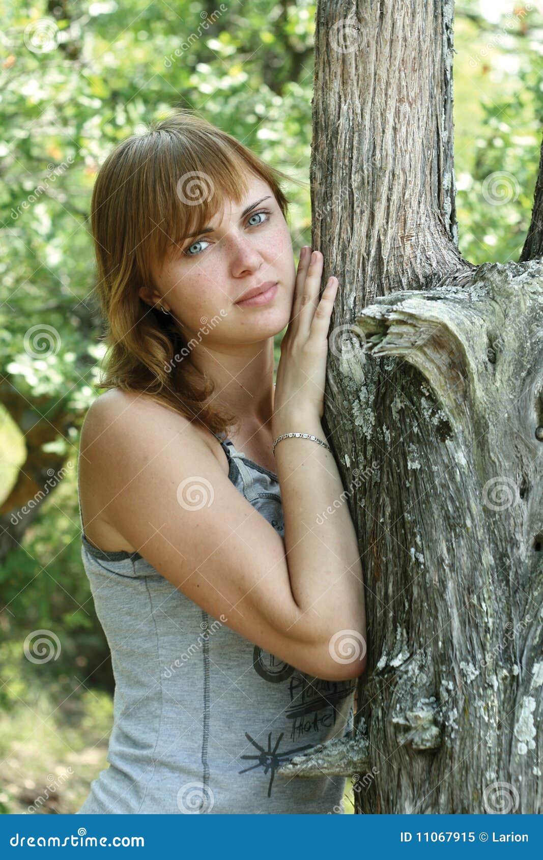 Girl stays near the tree stock image. Image of cute, naturalness - 11067915