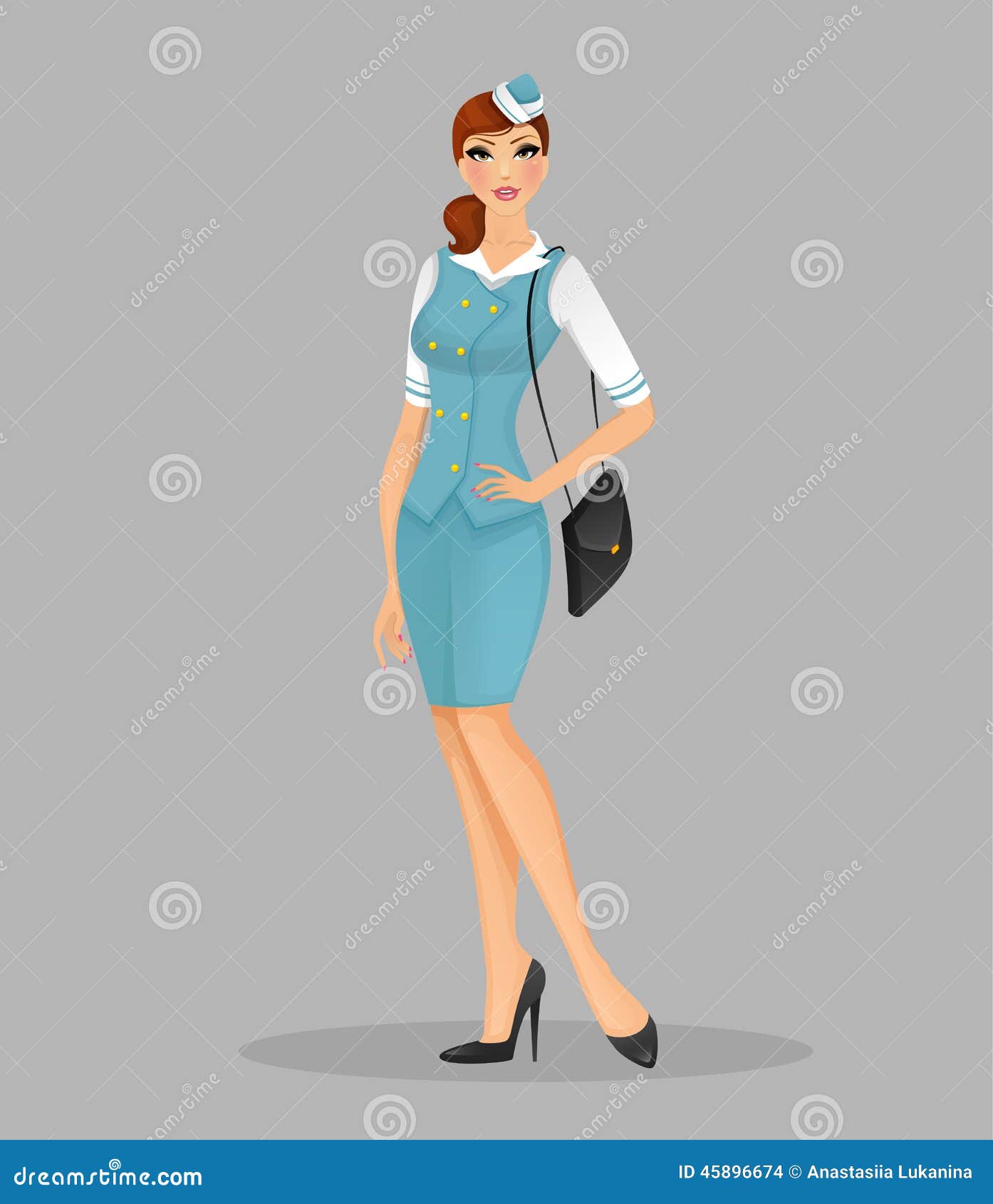 Stewardess In Uniform Cartoon Vector | CartoonDealer.com #15130137