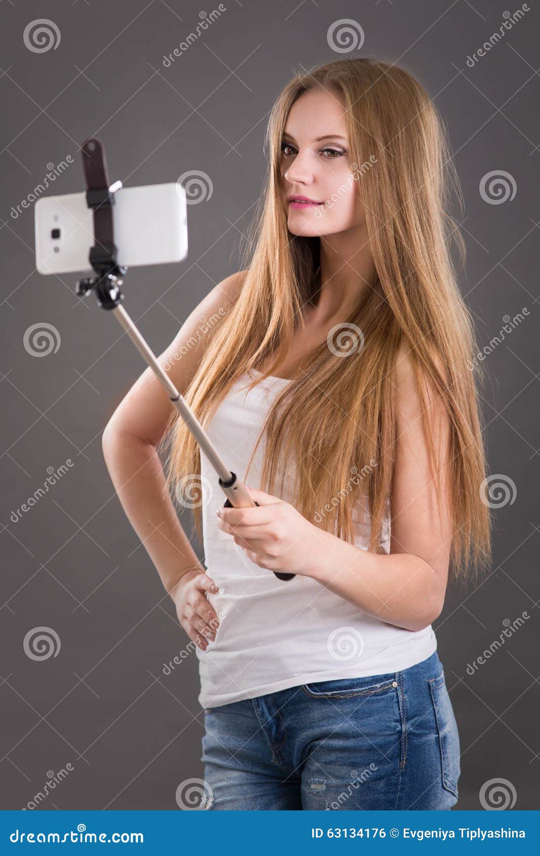 Girl with a Stick Self Photographed Stock Photo - Image of attractive ...
