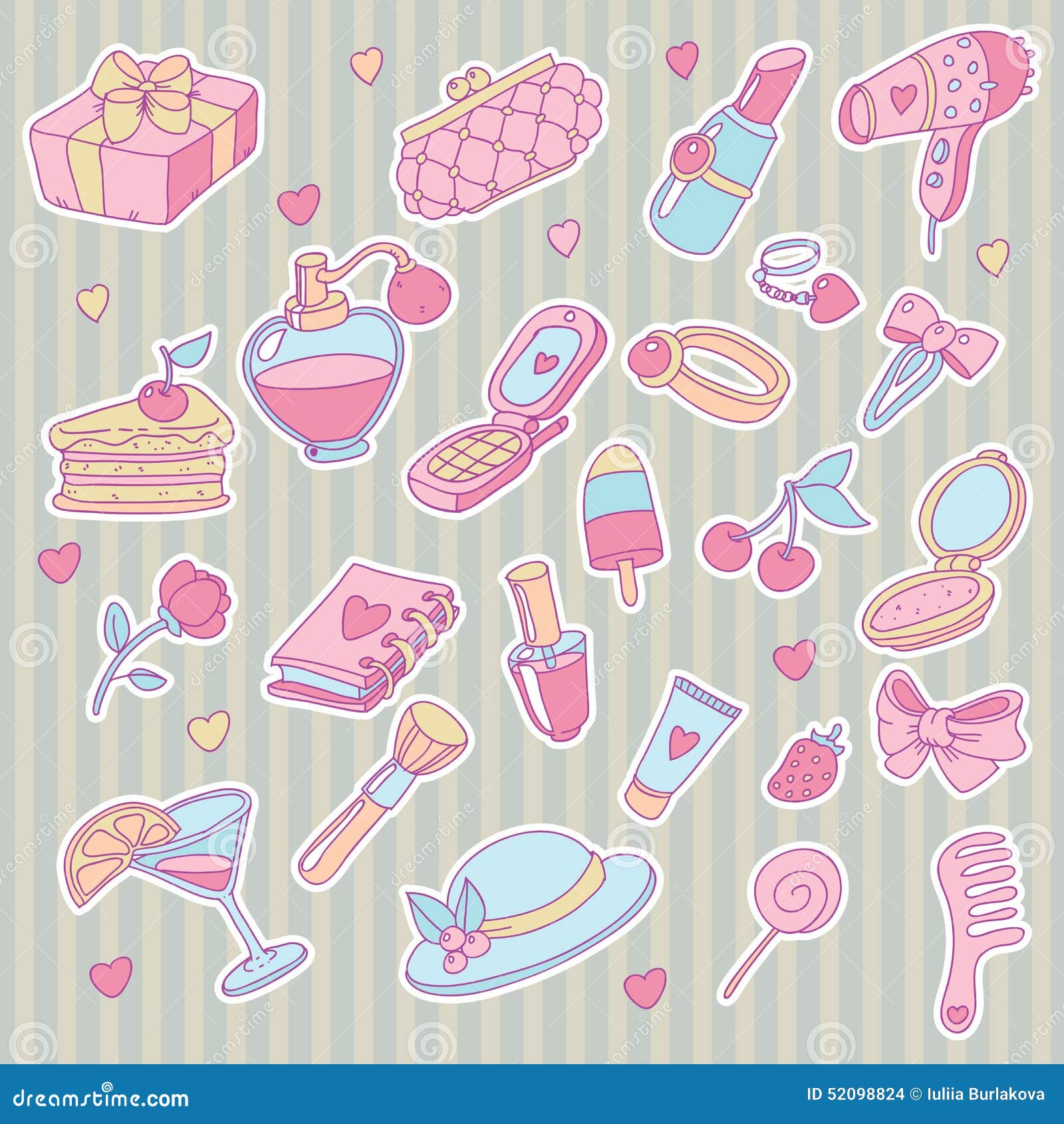 Girl sticker set stock vector. Illustration of cartoon - 52098824