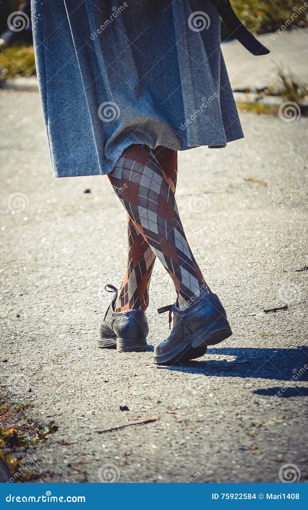 Girl in Stockings with a Pattern Cell Stock Photo - Image of legs ...