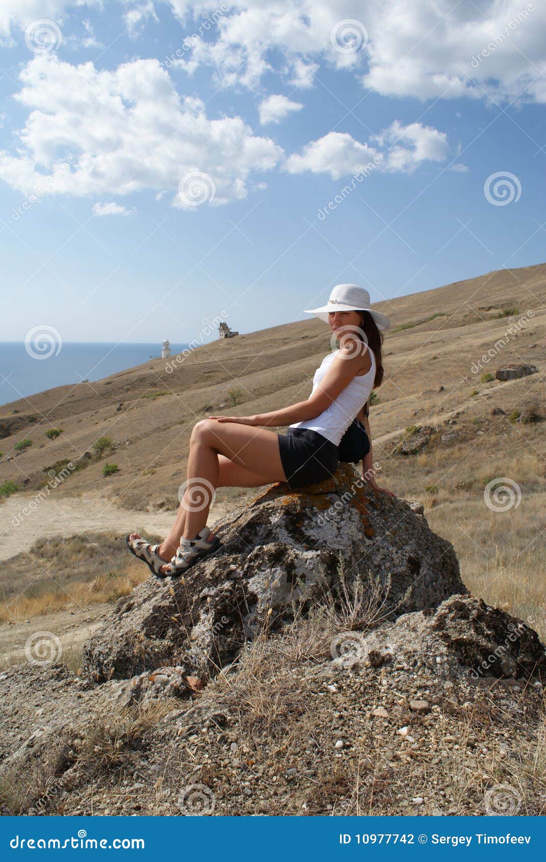 Girl on a stone stock photo. Image of slope, walk, stone - 10977742