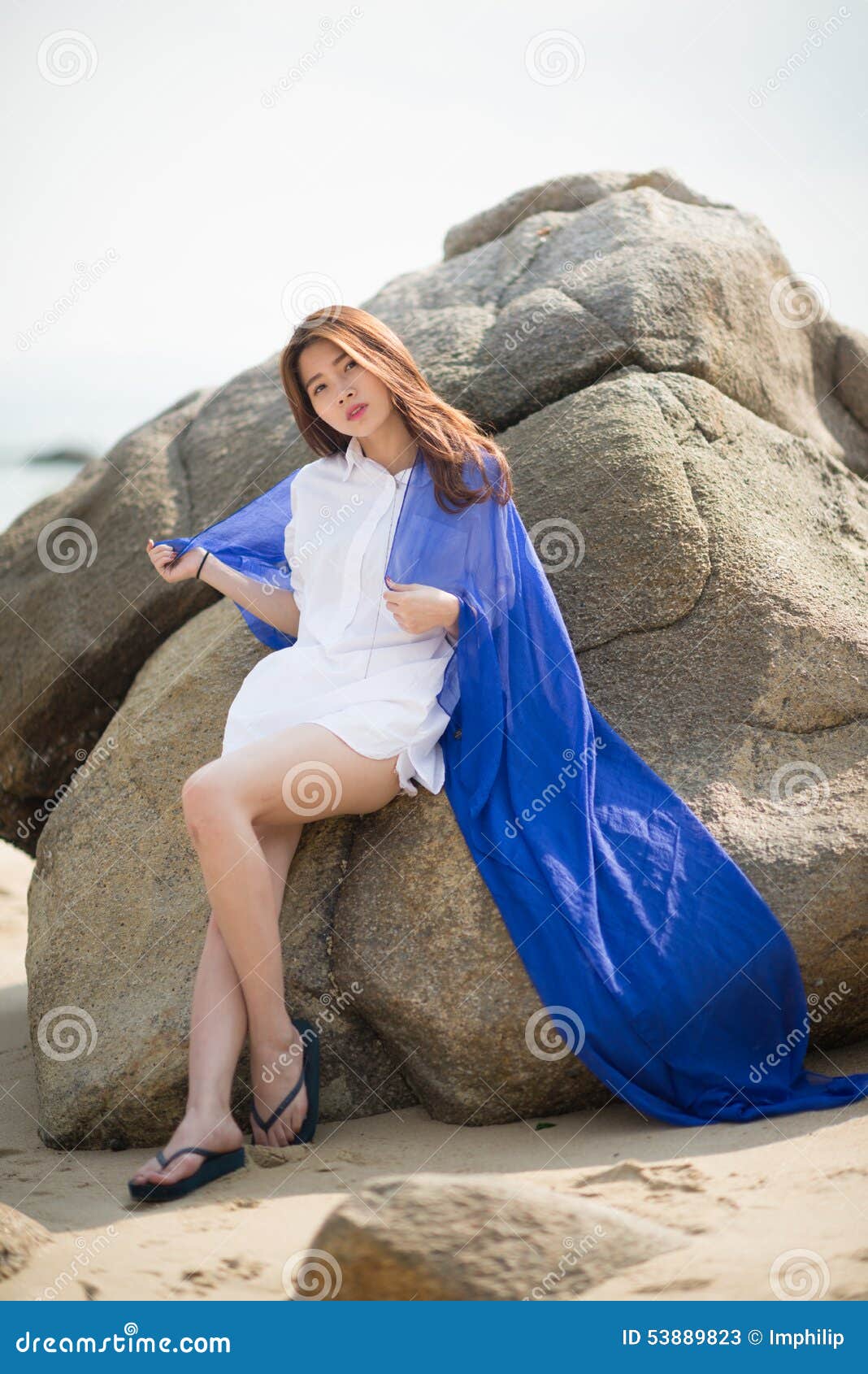 Girl and stone stock image. Image of happy, outdoor, leisure - 53889823